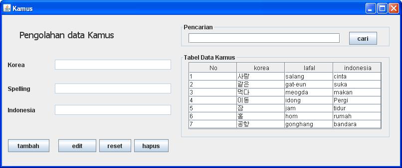 Source Code Kamus Korea berbasis Java – CandraLab Studio