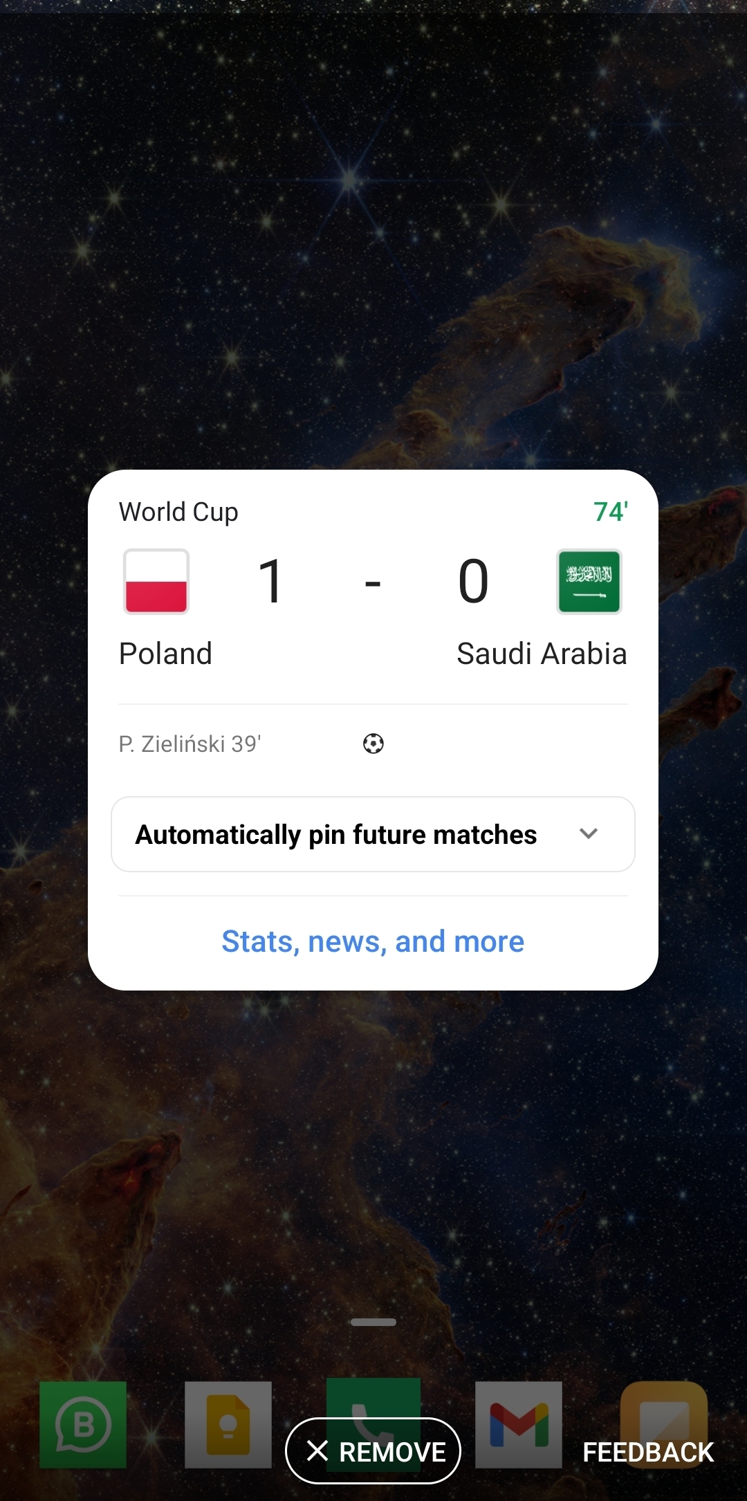 Widget Live Score Piala Dunia di Android – CandraLab Studio